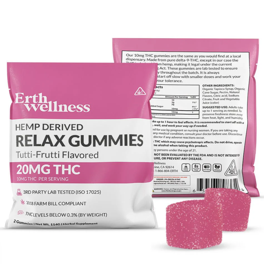 Erth Wellness - RELAX Δ9 THC 20mg - Tutti Frutti Gummies | Lotus Flower Om